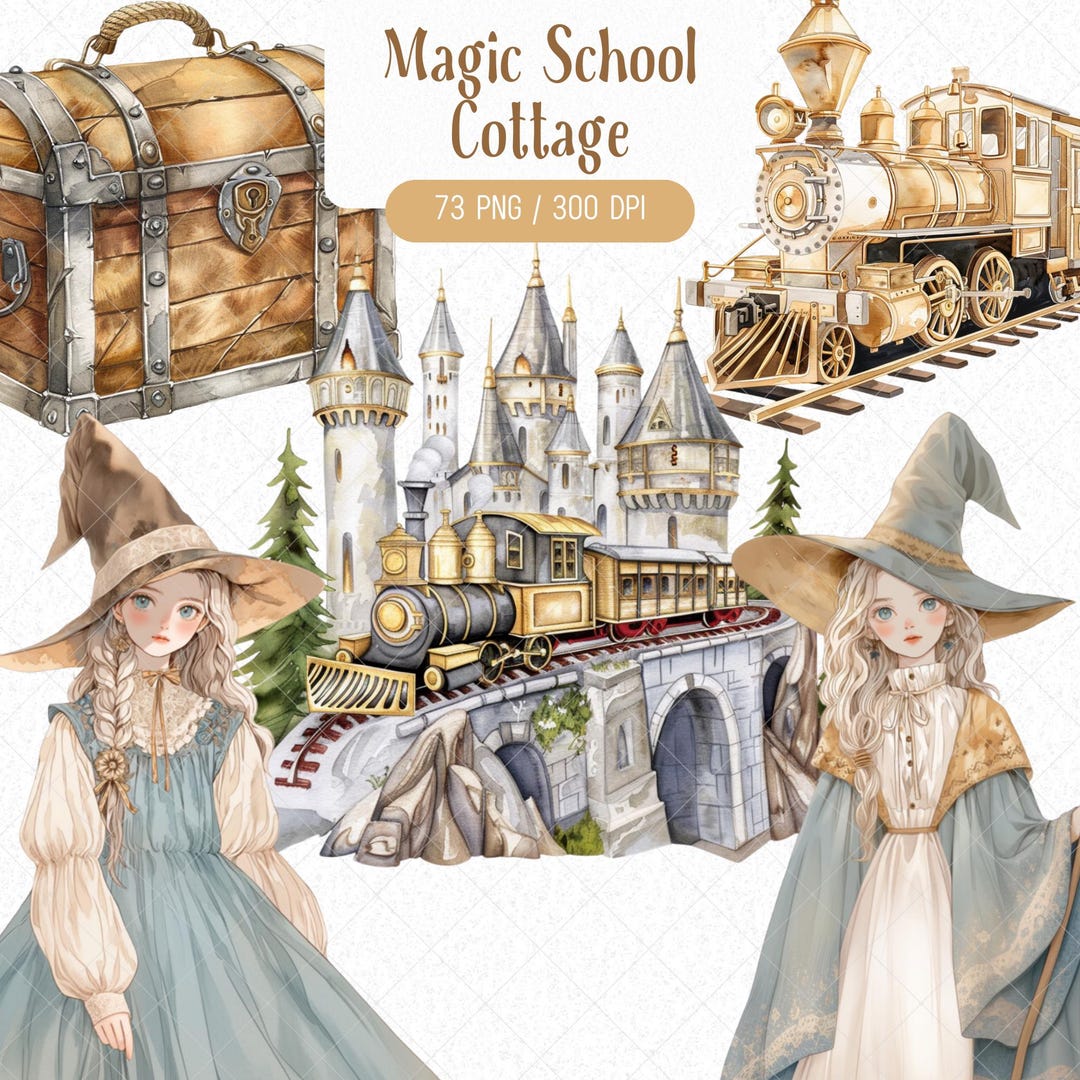 Watercolor Magic School Clipart Bundle, Fantasy Witchcraft Cottagecore ...