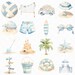 Watercolor Summer Beach Clipart Bundle, Cottagecore PNG Graphics ...