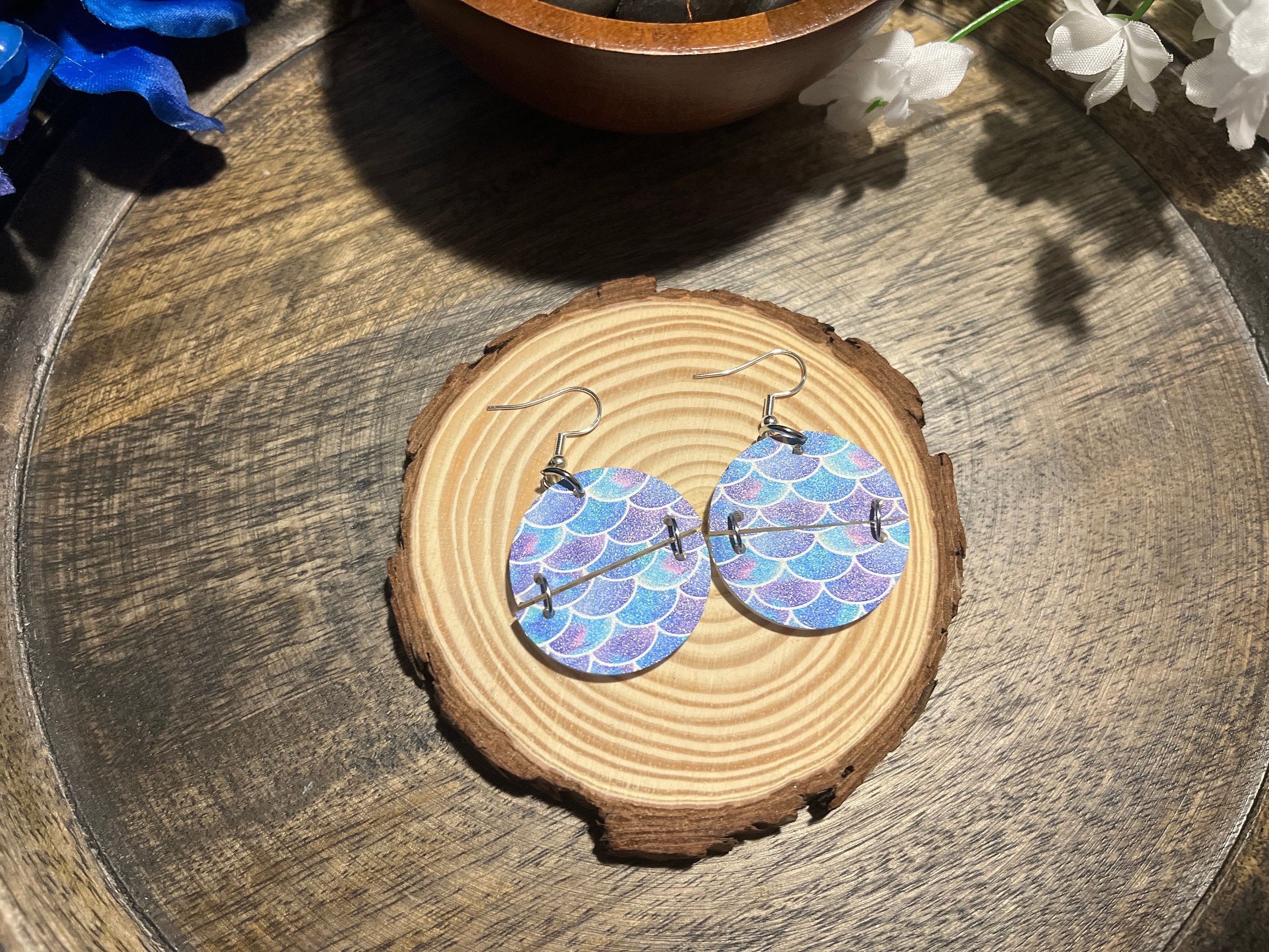 Mermaid Earring Patterned Acrylic Light Weight Earring Set - Etsy