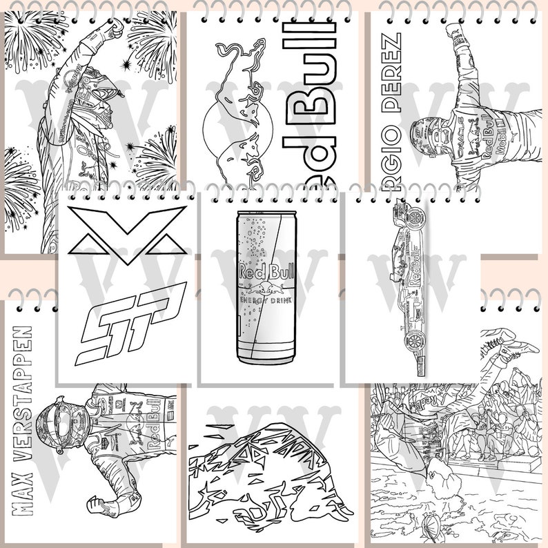 Digital Red Bull F1 Coloring Book-creative Motorsport Activity for ...