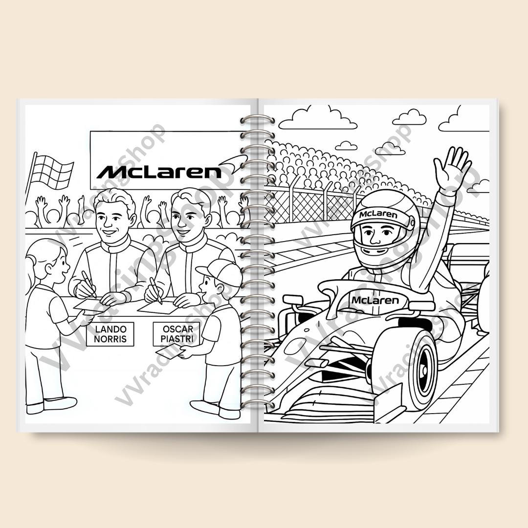Mclaren Formula 1 Coloring Book: Racing Car Art, Kids & Adults (digital ...