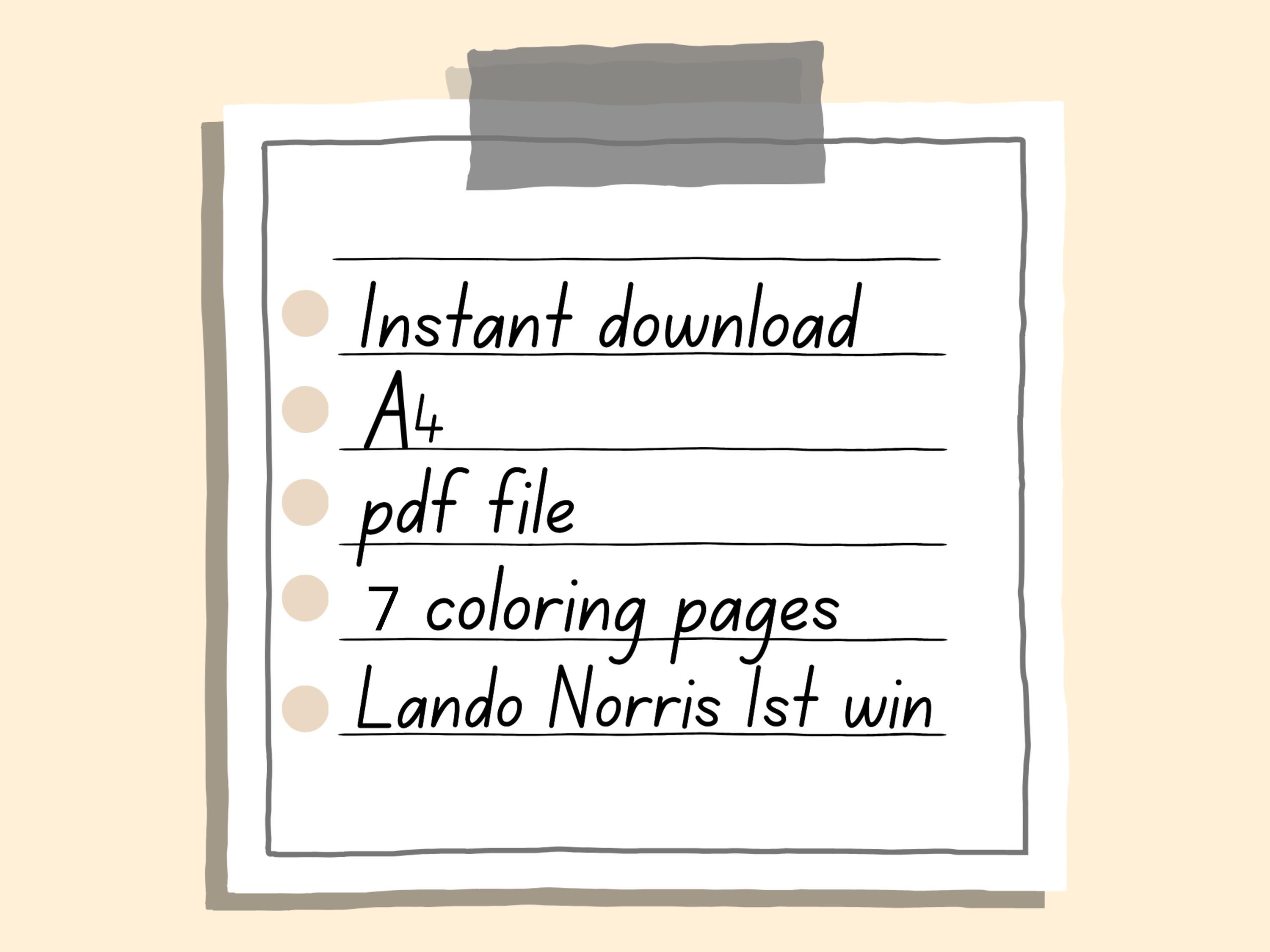 Lando Norris F1 Coloring Book: Motorsport Art (PDF File) - Etsy