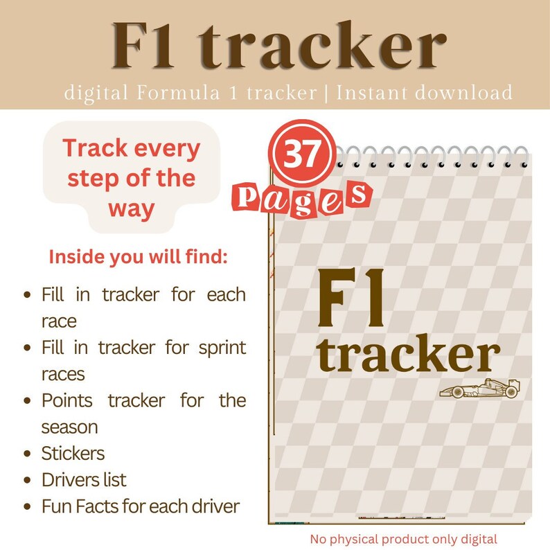 Formula 1 Digital Tracker/journal Organize Your Racing Passion, Instant ...