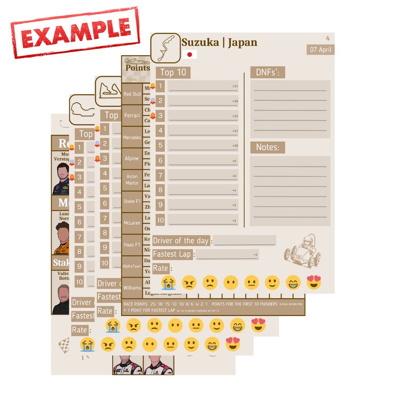 Formula 1 Digital Tracker/journal Organize Your Racing Passion, Instant ...