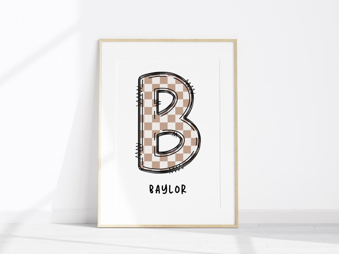 Custom Checkered Boy Name Print, Trendy Toddler Boy Room Wall Art ...