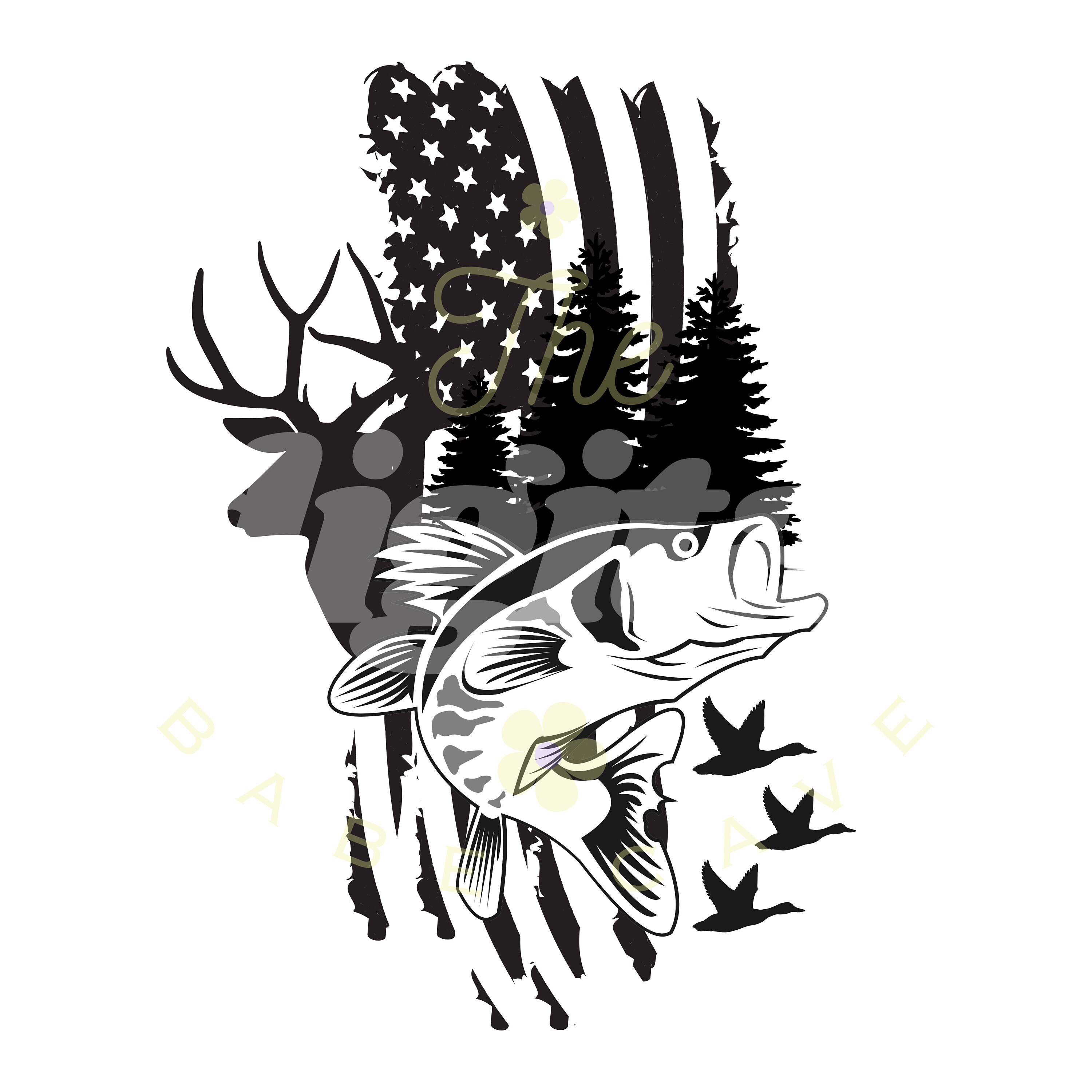 Hunting Fishing American Flag SVG PNG Hunting Svg Fishing - Etsy
