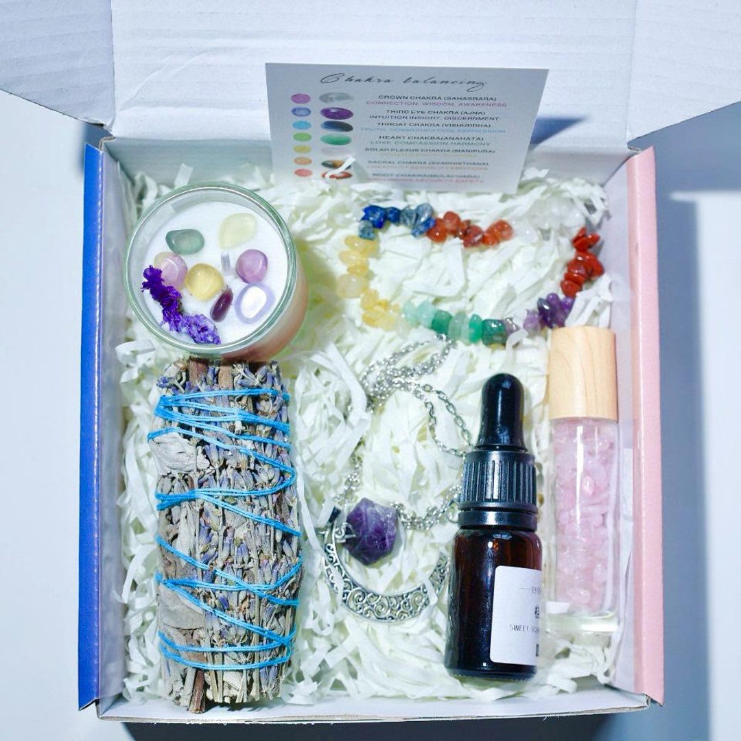 Natural Seven Chakra Crystal Box,crystal Essential Oil Bottle,sage ...