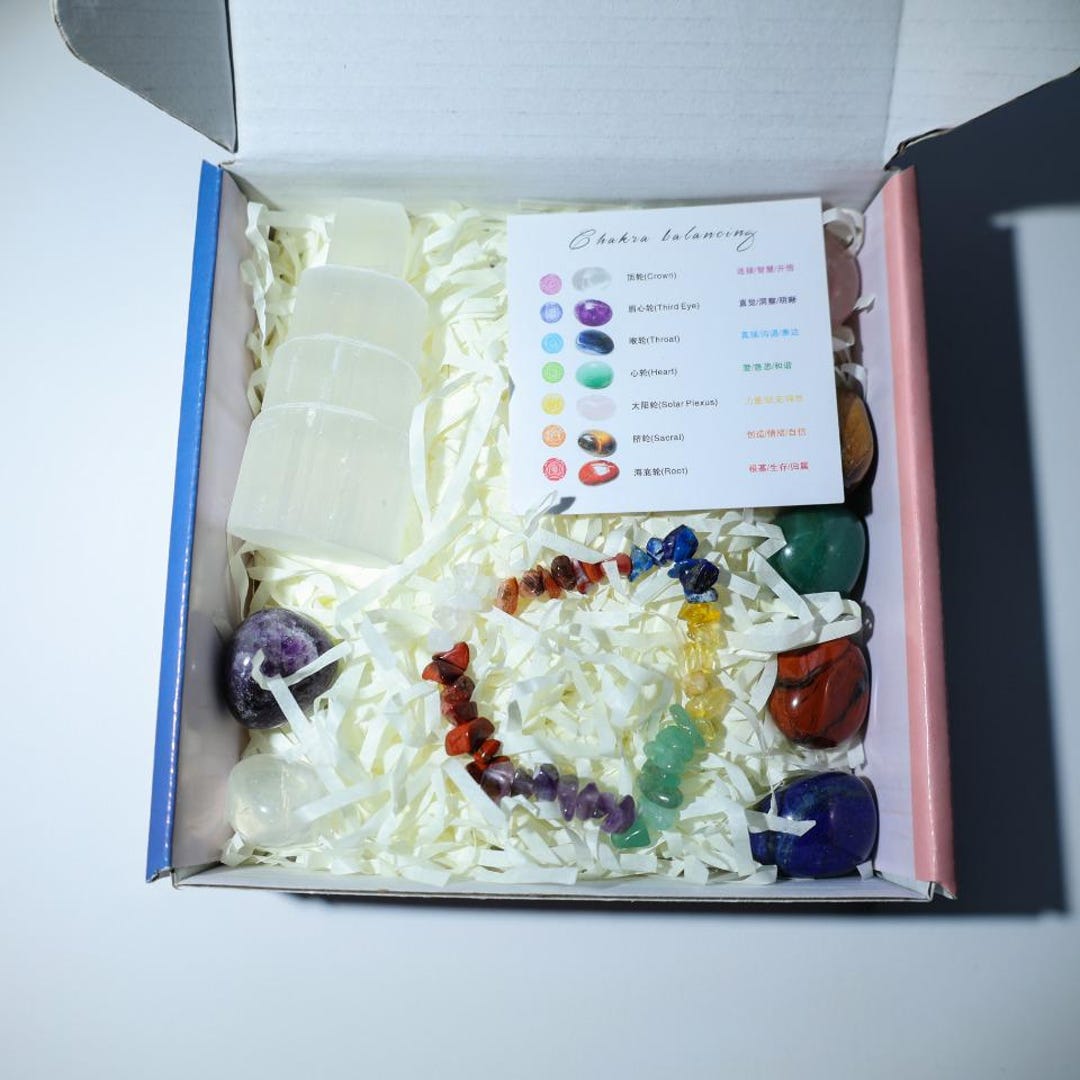 Natural Crystal Chakra Box,selenite Tower Box,healing Crystal Tumble ...