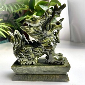 Natrual Green Jade Dragon Kirin Kylin Carving,crystal Jade Dragon Kirin ...