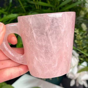 Hand-carved Rose Quartz Heart Coffee Mug Set | Crystal Tea Cups ...