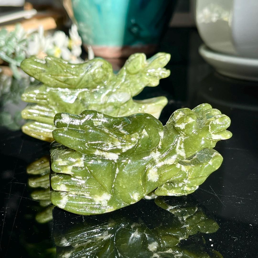 Green Jade Dragon Head Carving,crystal Dragon Head Statue,reiki Healing ...