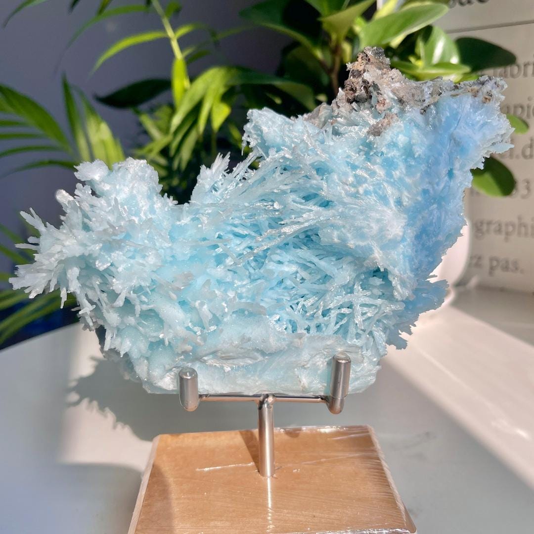 2.77lbs Rare Blue Acicular Aragonite Specimen, Natural Needle-like ...