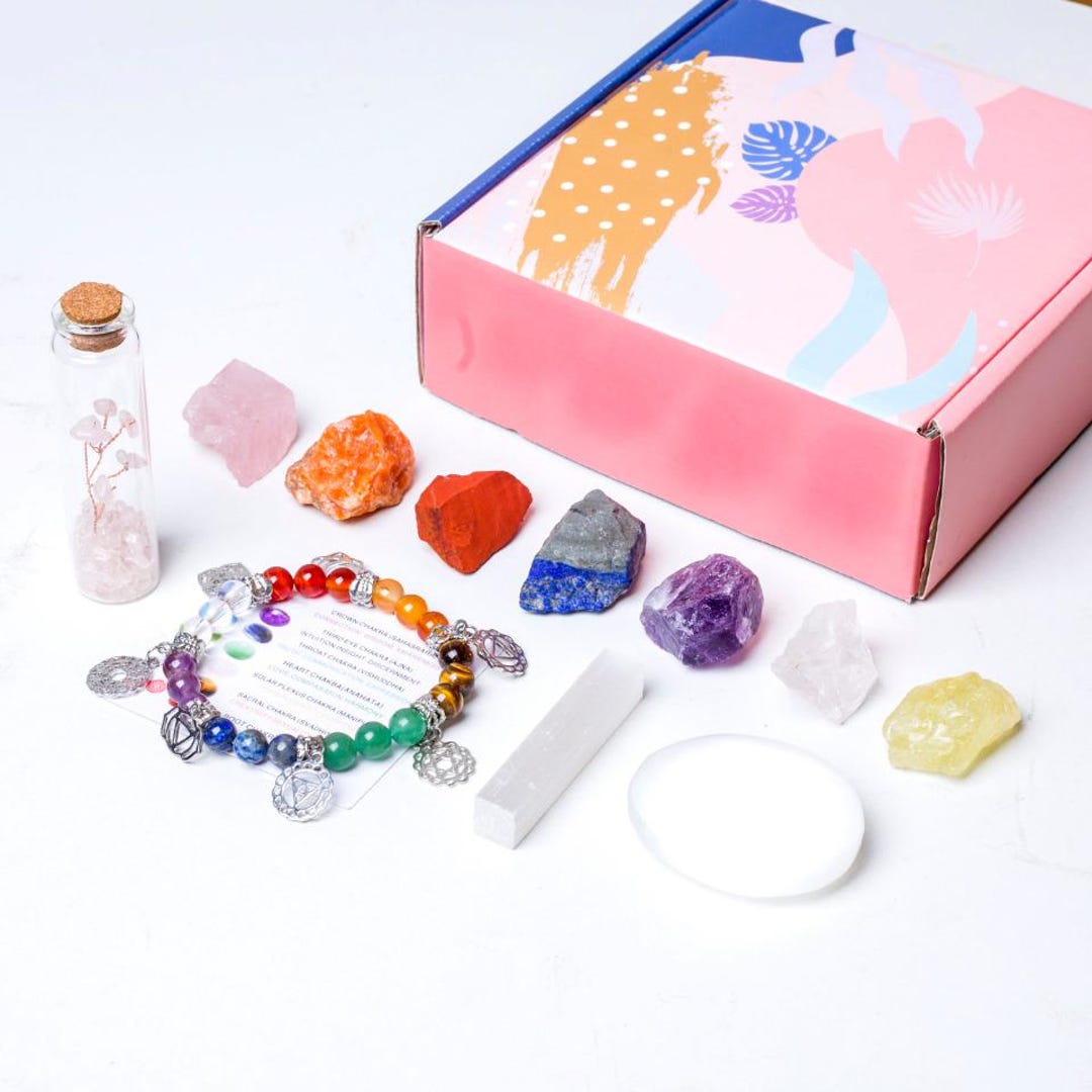 Natural Seven Chakra Crystal Box,selenite Palm,raw Crystal Box,reiki ...