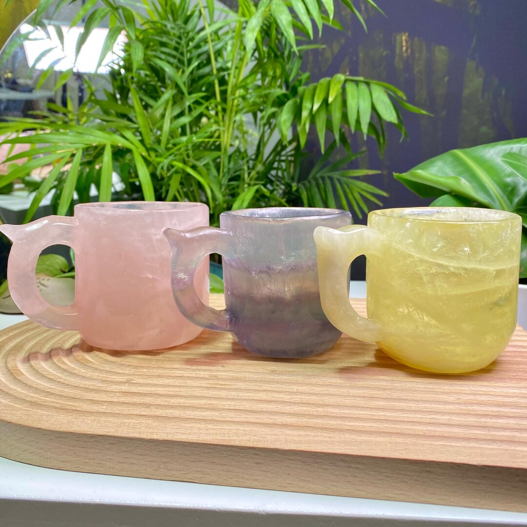 1pcs Natural Crystal Quartz Cup, Coffee Tea Cup, Rose Quartz Cup ...