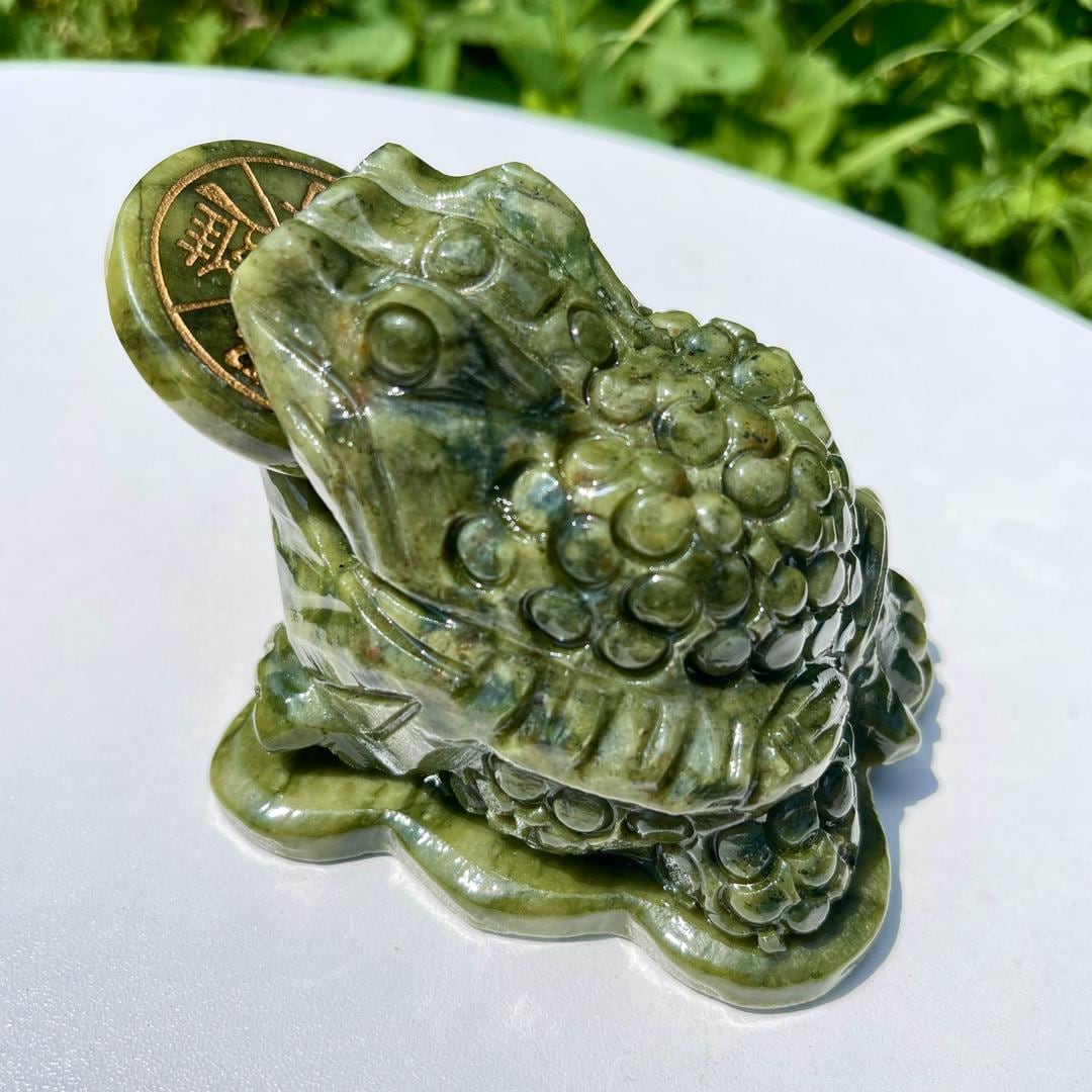 Natrual Green Jade Lucky Money Frog Carving,crystal Money Toad,fengshui ...