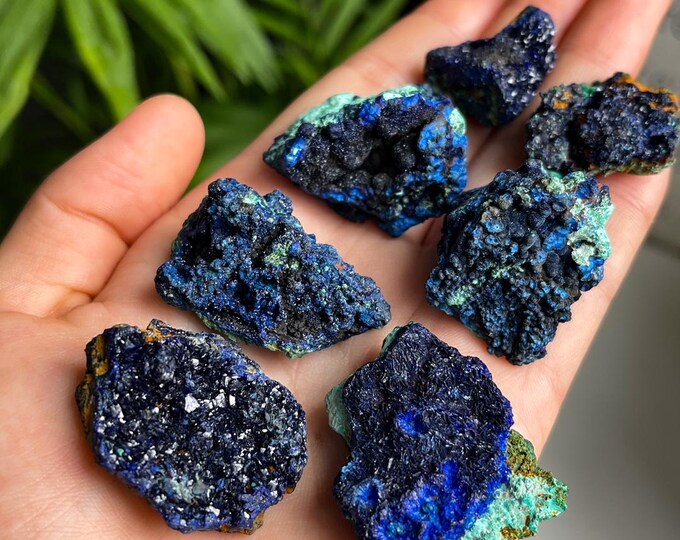 Azurite and Malachite Crystal Geode Large Blue Azurite Crystal Raw Blue ...