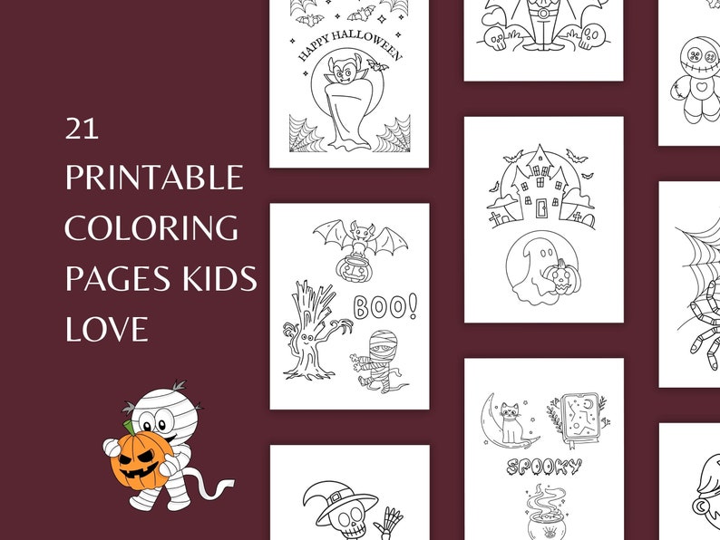 Spooky Halloween Coloring Pages: 21 Printable Designs (PDF) - Etsy