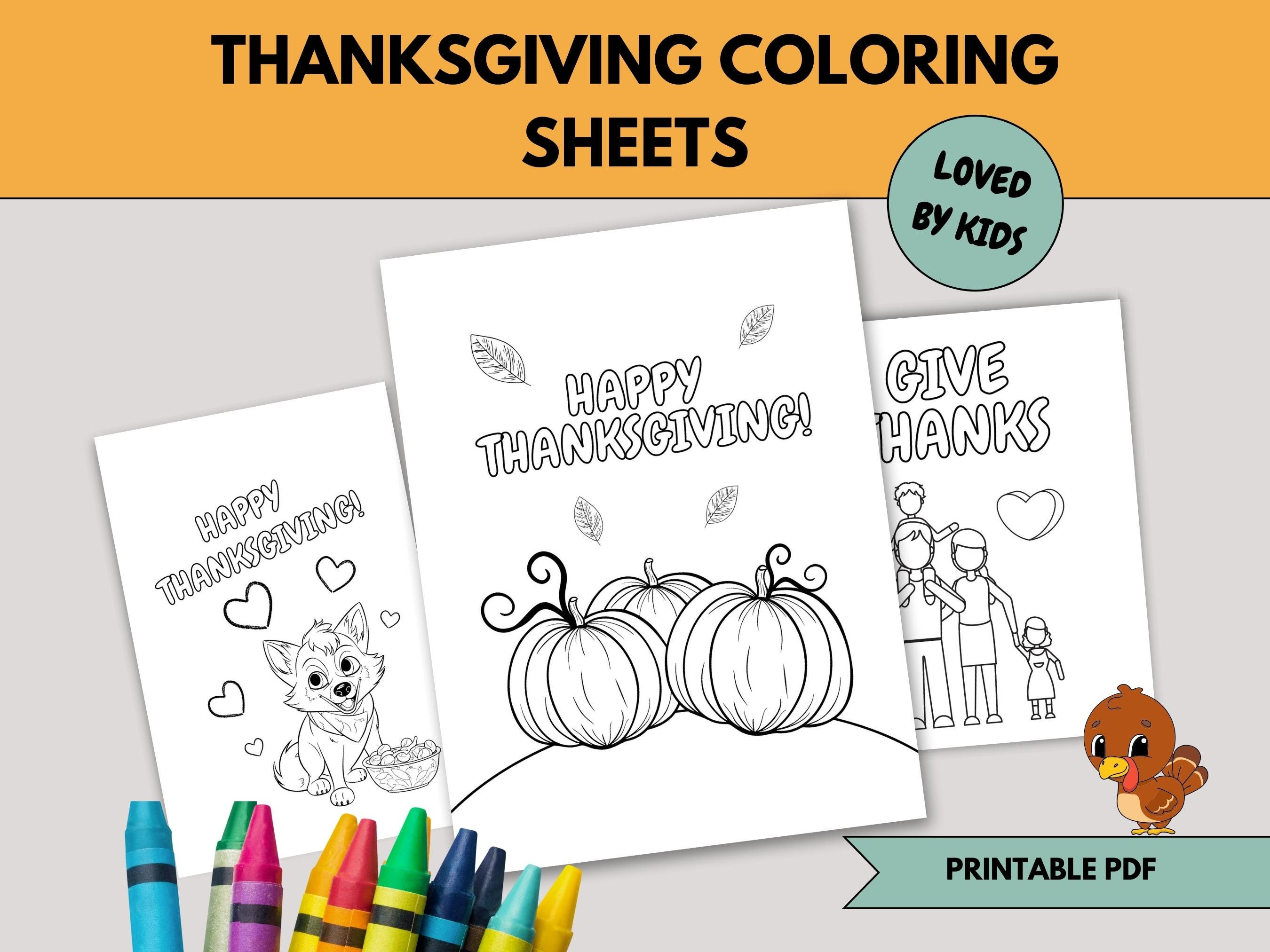 Thanksgiving Coloring Pages for Kids: Fall Activity Sheets (printable ...