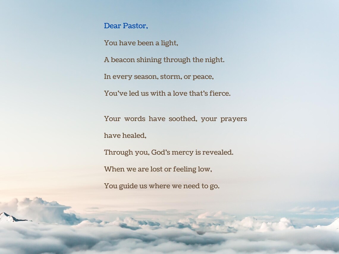 Pastor Appreciation Poem Print: Heartfelt Gift for Pastor (digital ...