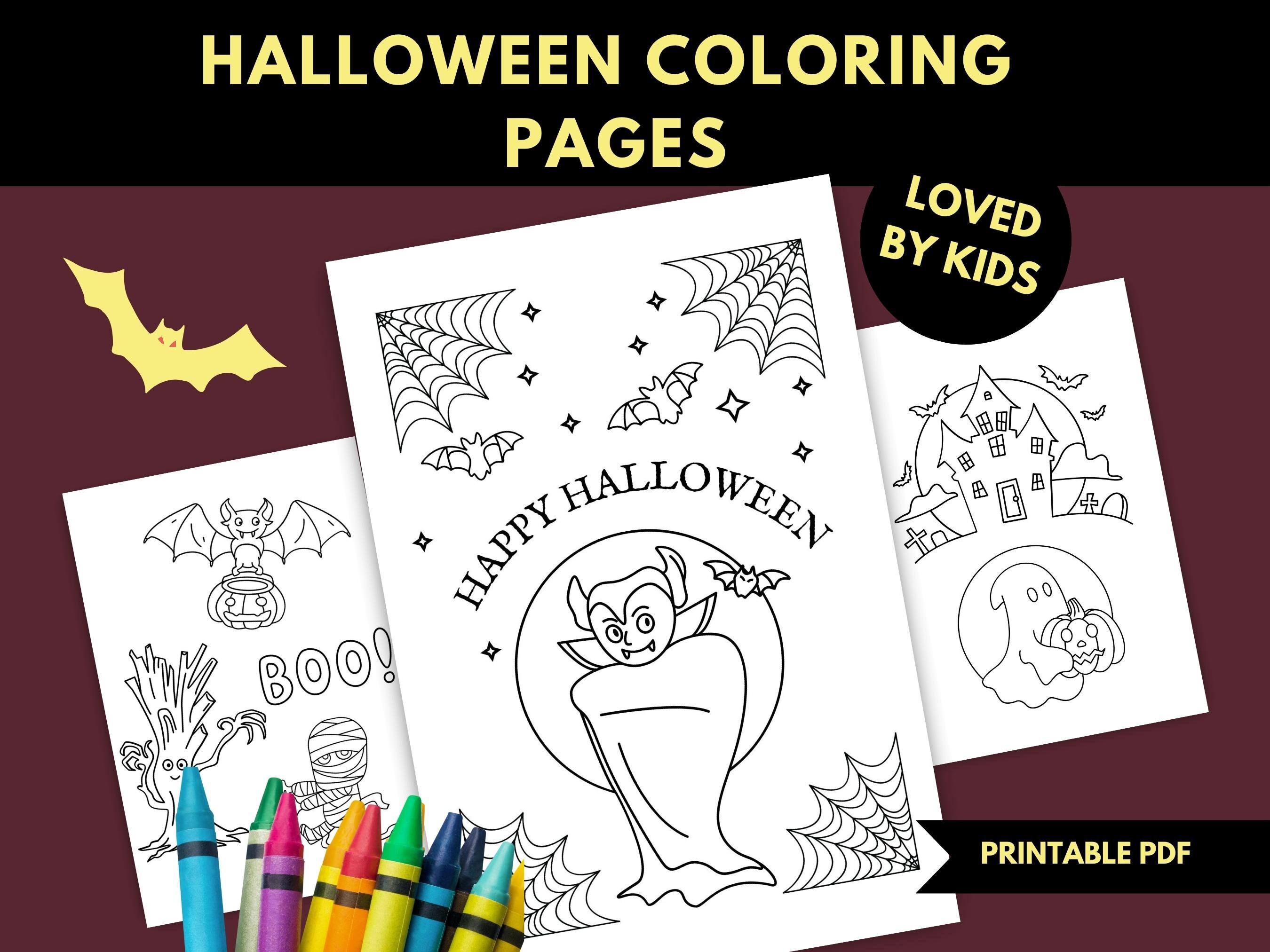 Halloween Coloring Pages, Spooky Printable, Coloring for Kids, Fall ...