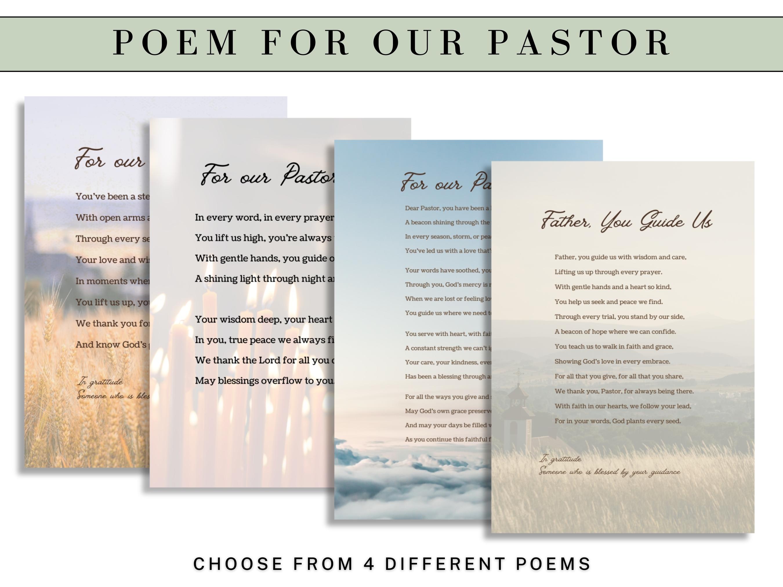 Pastor Appreciation Poem Print: Heartfelt Gift for Pastor (digital ...