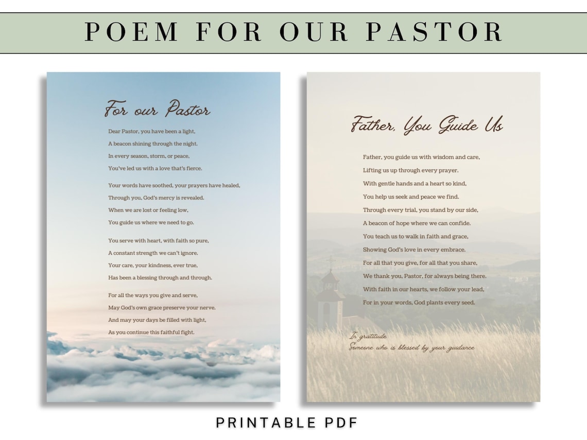 Pastor Appreciation Poem Print: Heartfelt Gift for Pastor (digital ...
