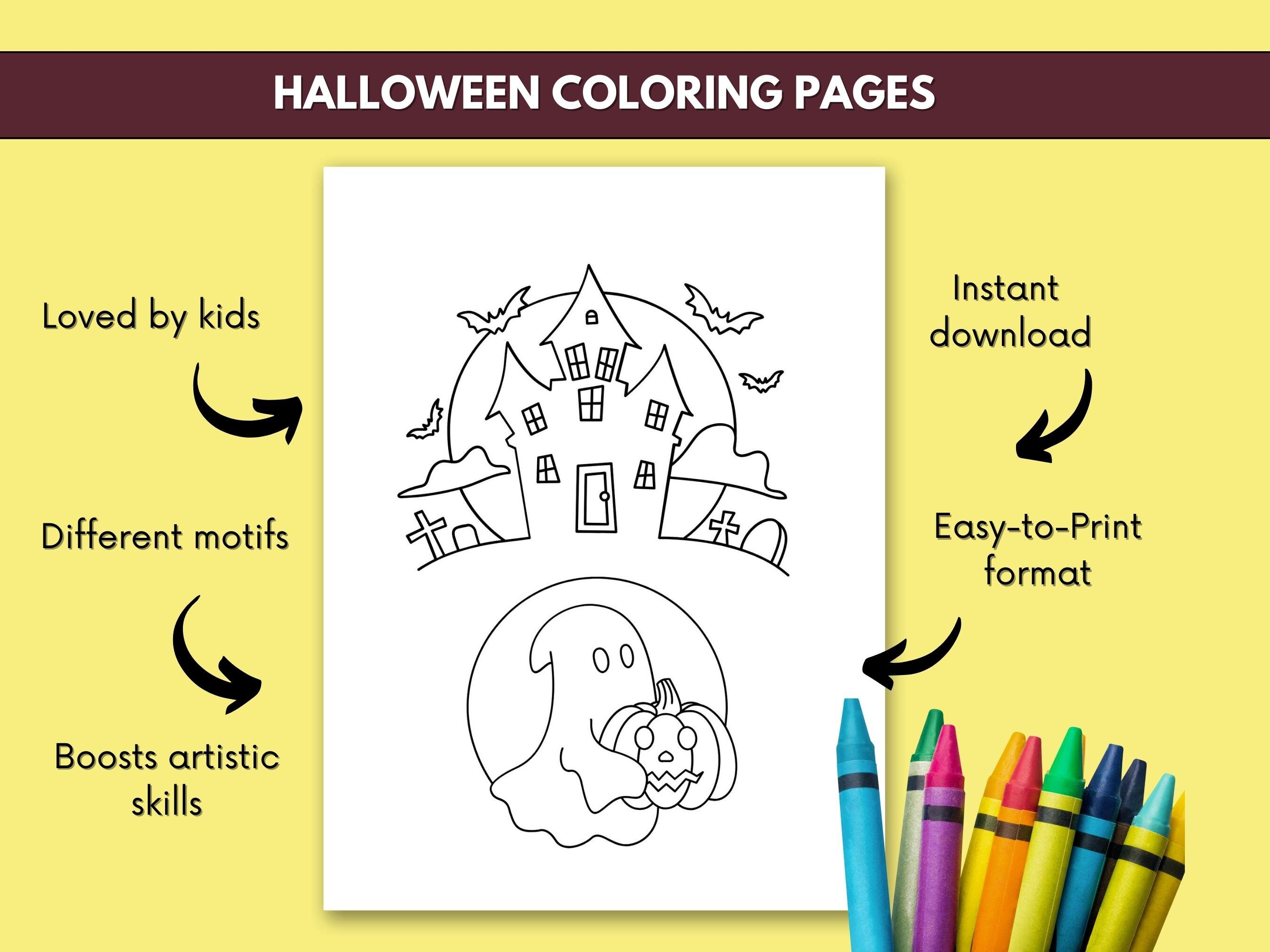 Halloween Coloring Pages, Spooky Printable, Coloring for Kids, Fall ...