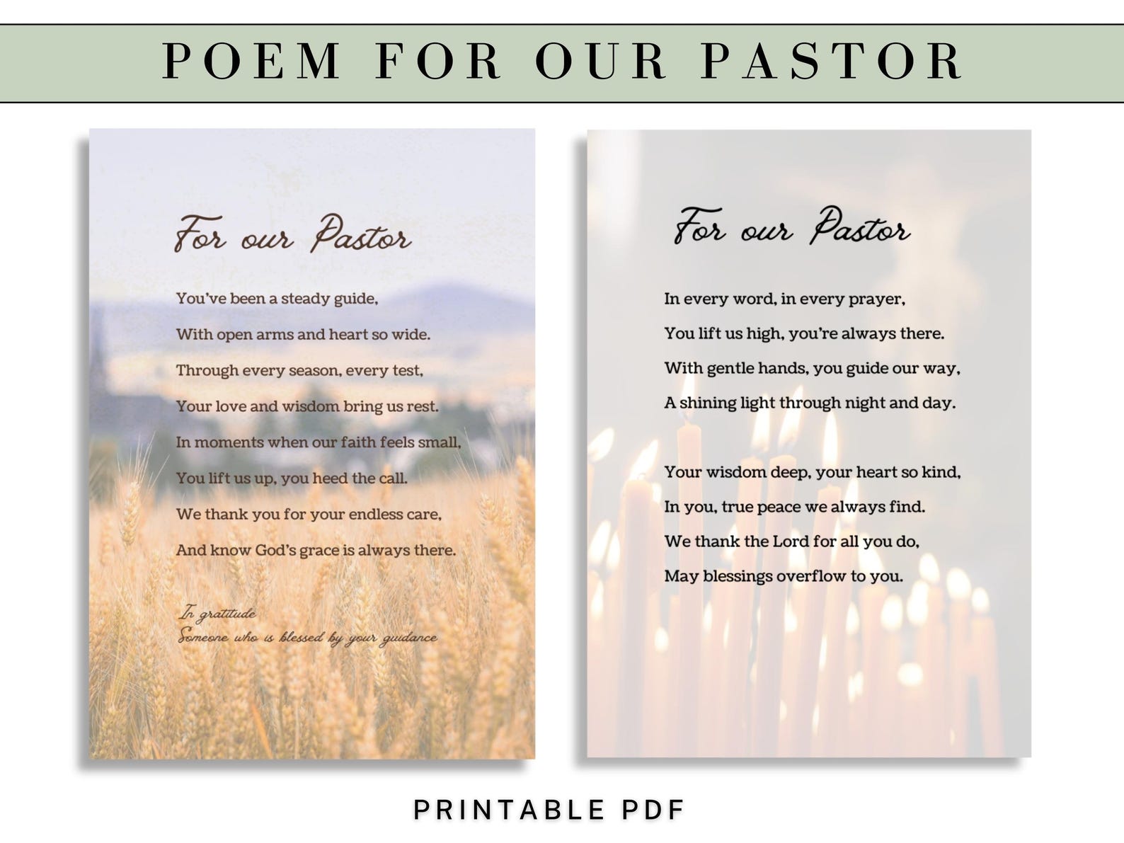 Pastor Appreciation Poem Print: Heartfelt Gift for Pastor (digital ...