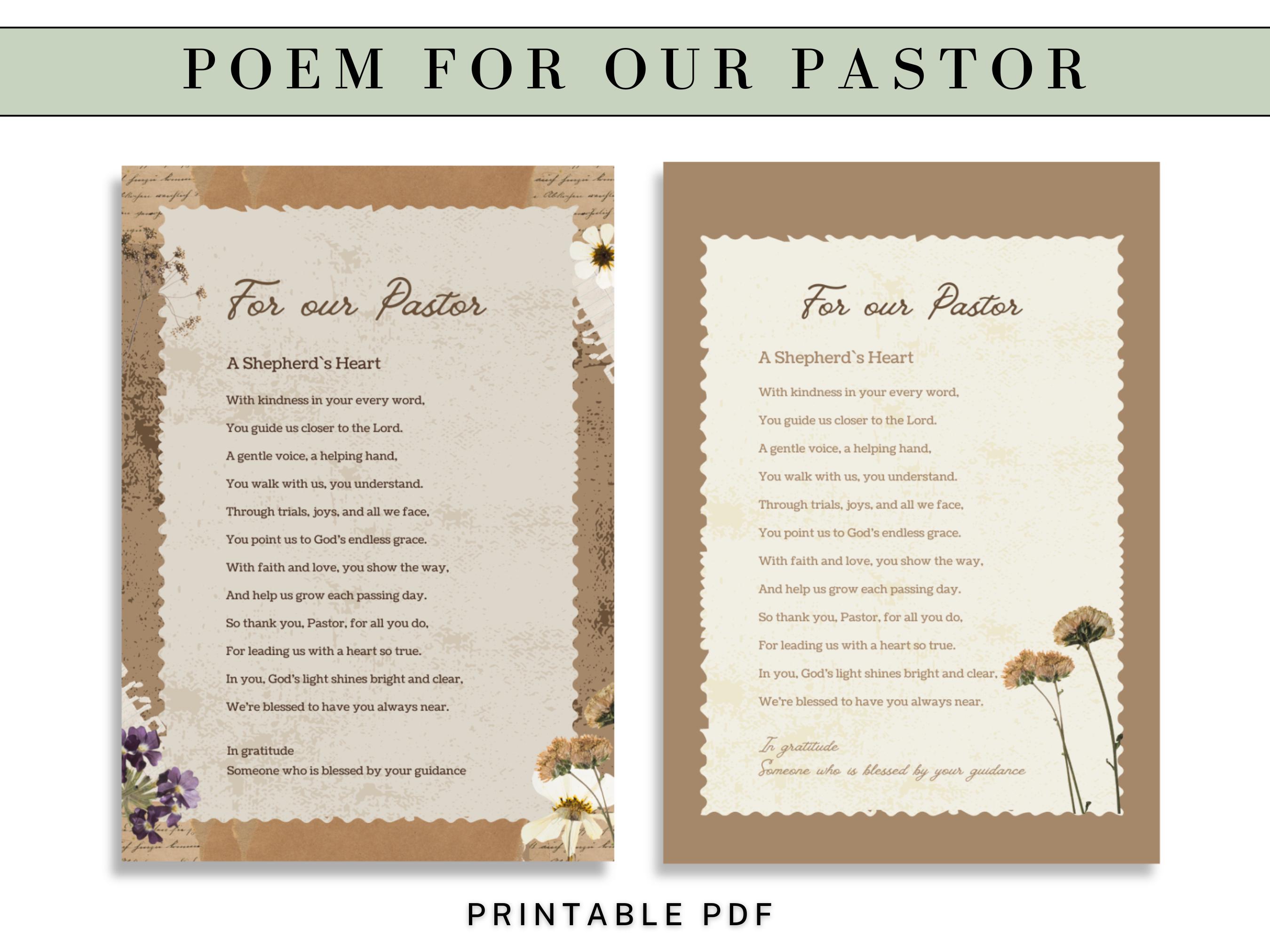 Pastor Poem, Pastor Appreciation, Pastor Gift, Gift for Pastor, Pastor ...