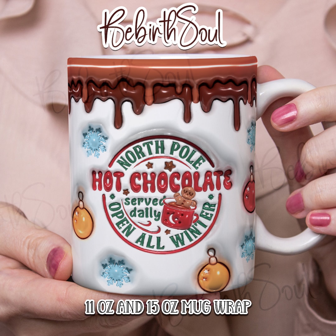 3D Puffy Inflated Hot Chocolate Mug Wrap, 11oz and 15oz Sublimation ...