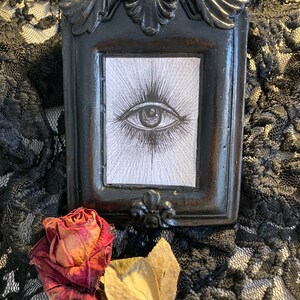 Shining Eye , Gothic Hand-drawn Ink Painting and Ceramic Dusty Frame ...