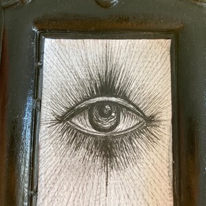 Shining Eye , Gothic Hand-drawn Ink Painting and Ceramic Dusty Frame ...