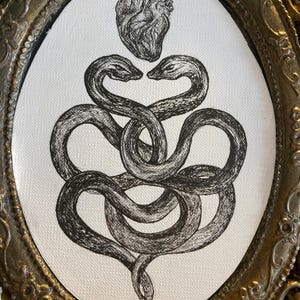 The Heart of Snake, Gothic Hand-drawn Original Ink Painting and Ceramic ...