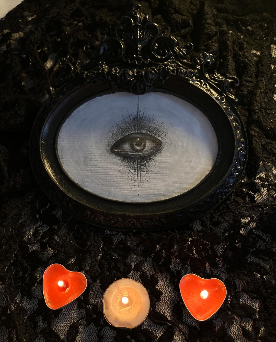 The Eye, Gothic Hand-drawn Ink Painting and Ceramic Dusty Frame ...