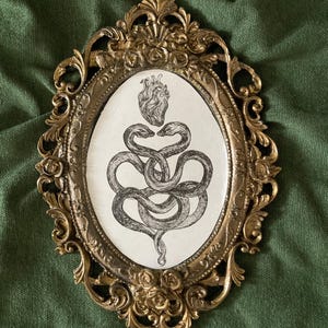 The Heart of Snake, Gothic Hand-drawn Original Ink Painting and Ceramic ...