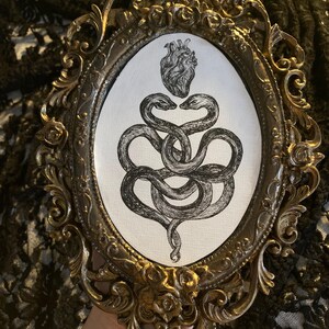 The Heart of Snake, Gothic Hand-drawn Original Ink Painting and Ceramic ...