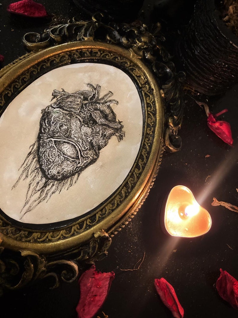 The Eye of Heart, Gothic Hand-drawn Original Ink Painting and Ceramic ...
