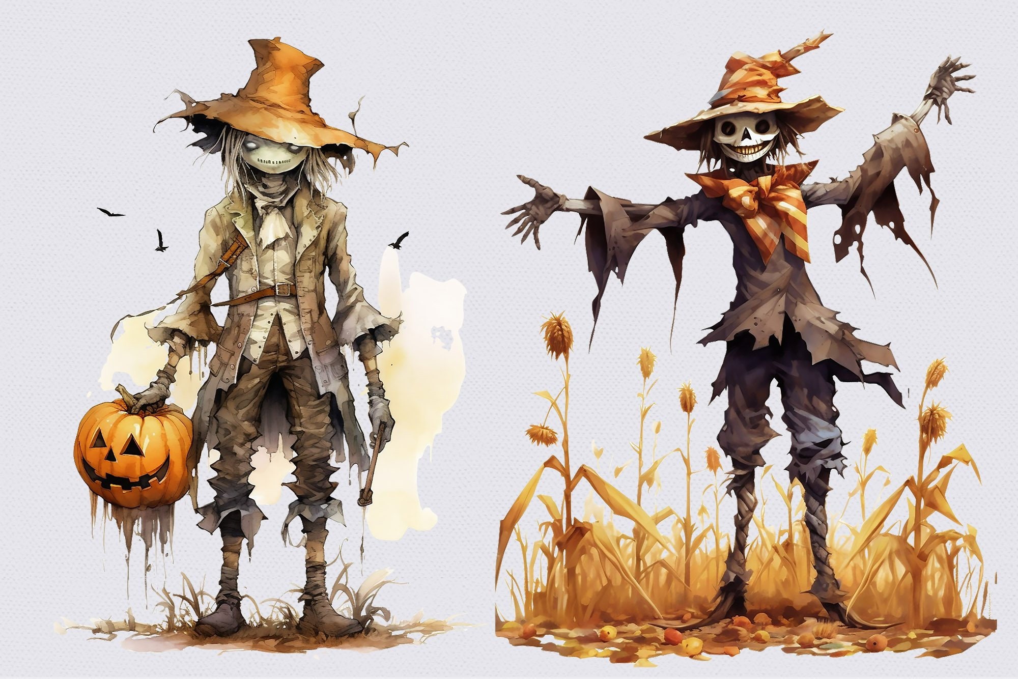 Scarecrow Clipart Halloween Clipart Fall Clipart Autumn - Etsy