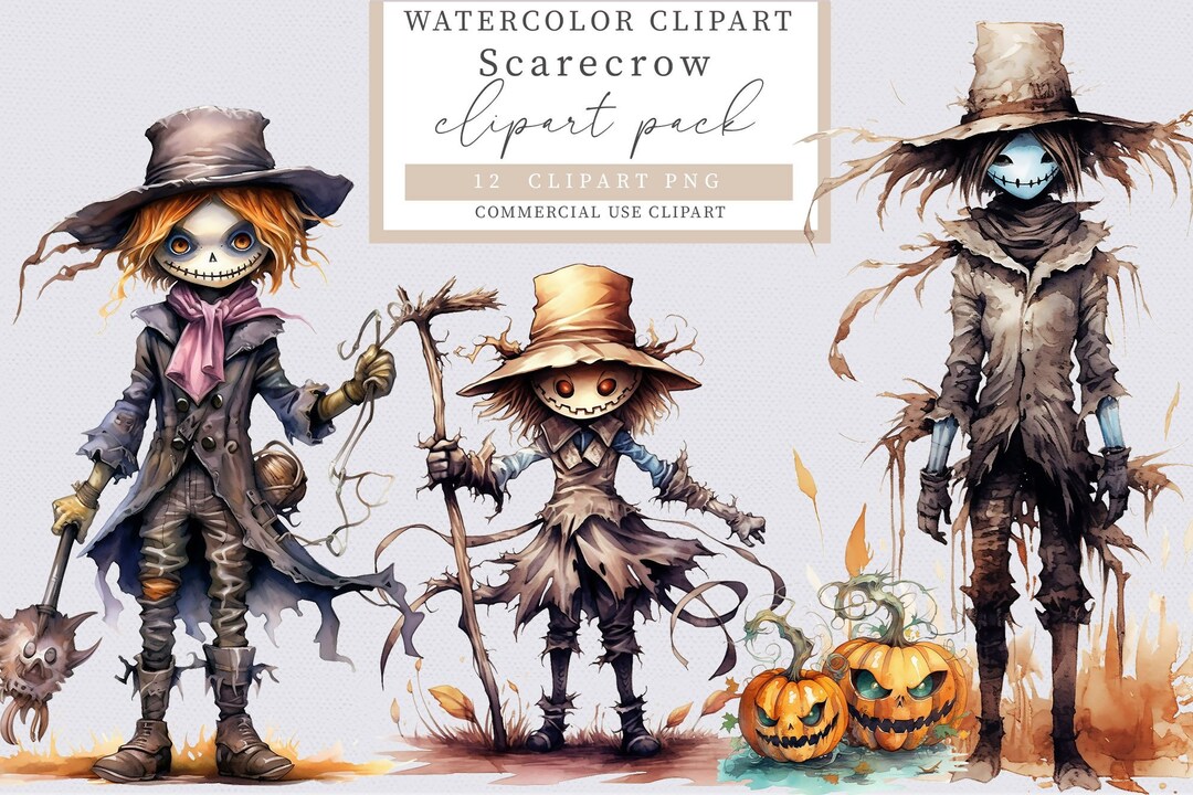 Scarecrow Clipart Halloween Clipart Fall Clipart Autumn - Etsy