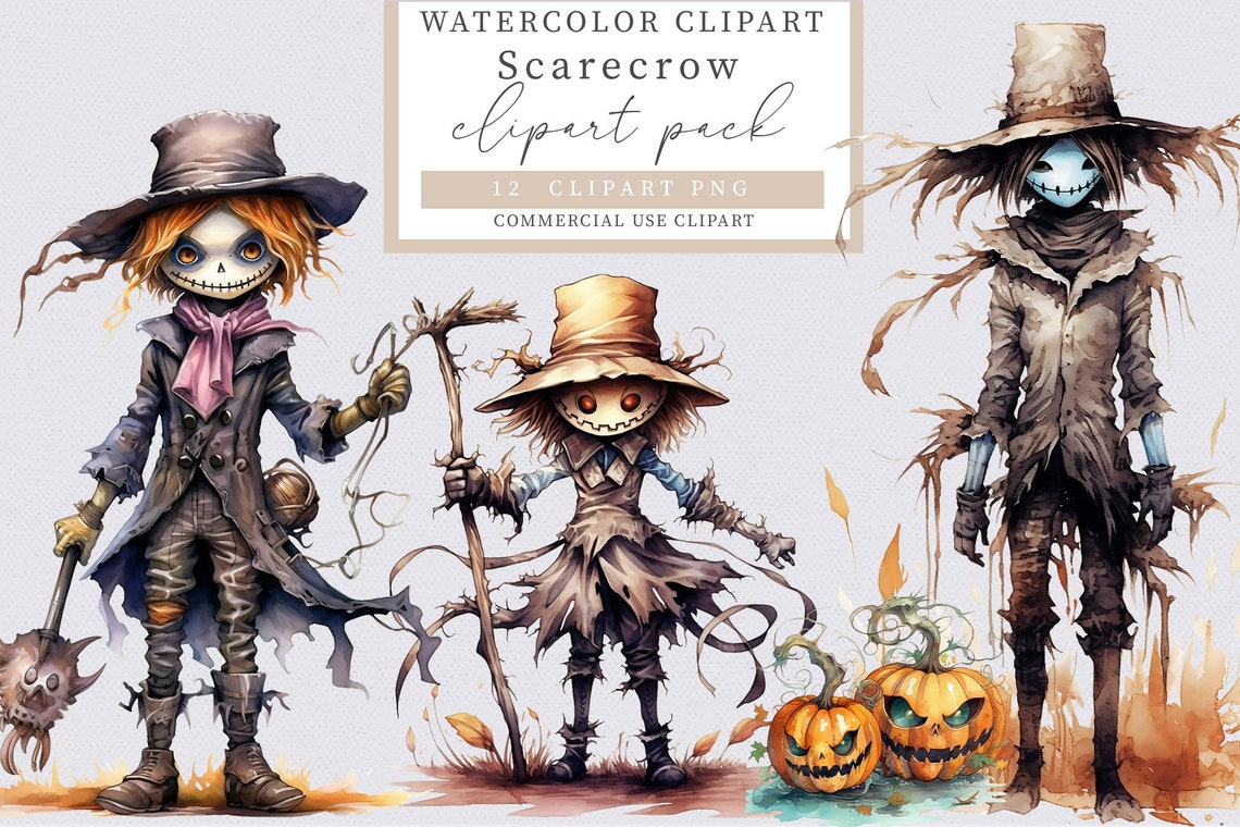 Scarecrow Clipart Halloween Clipart Fall Clipart Autumn - Etsy