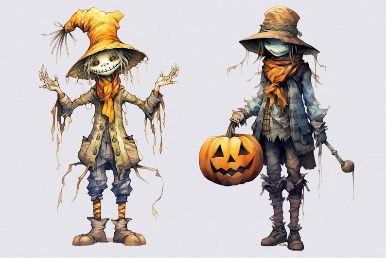 Scarecrow Clipart Halloween Clipart Fall Clipart Autumn - Etsy