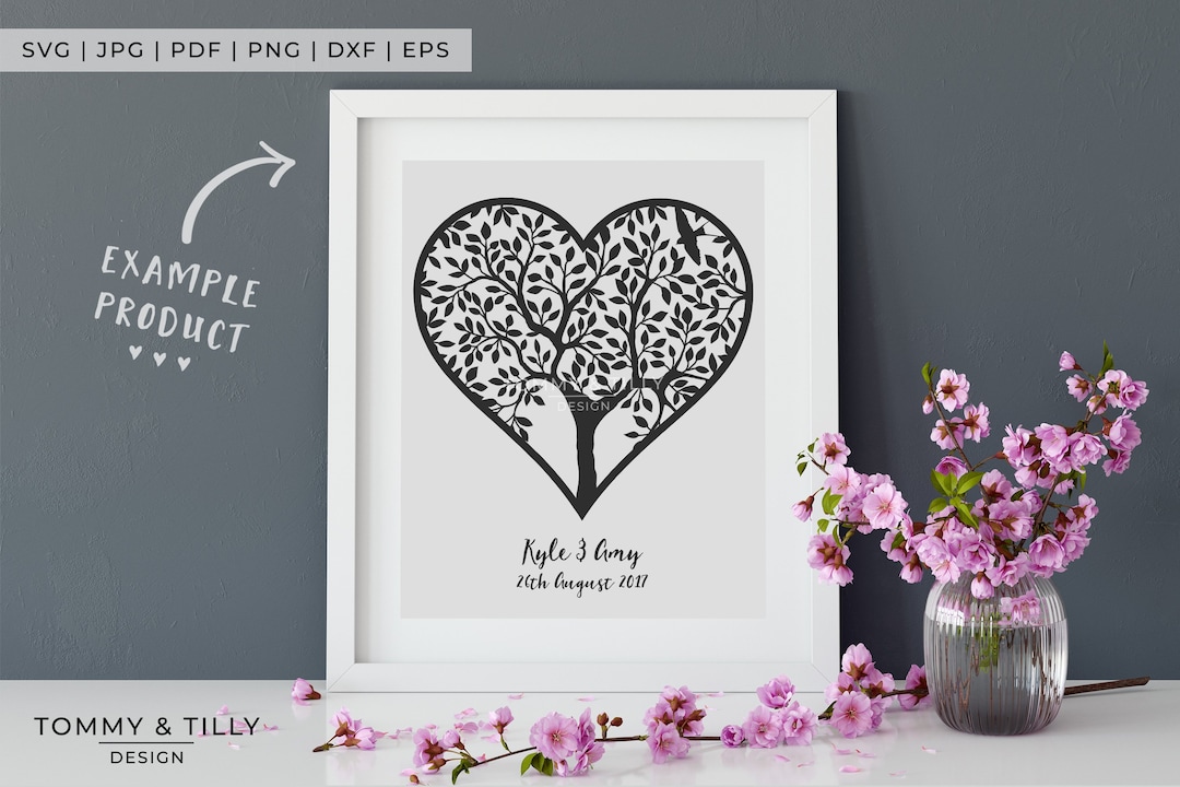 Heart Tree Papercut Template Svg Eps Dxf PNG PDF JPG - Etsy
