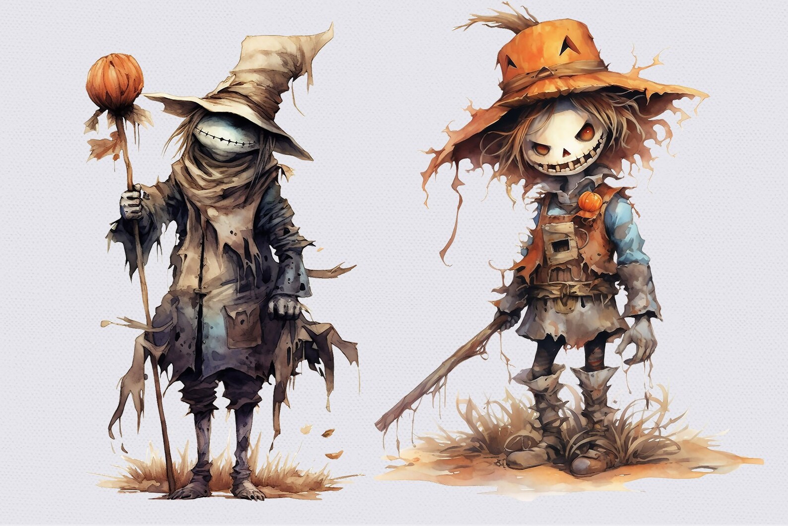 Scarecrow Clipart Halloween Clipart Fall Clipart Autumn - Etsy