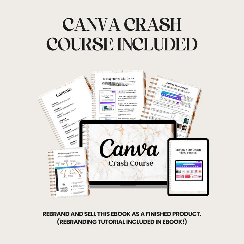 Canva Crash Course Video Tutorial, PLR, Digital Product Ideas, Master Resell Rights, Ebook PDF ...