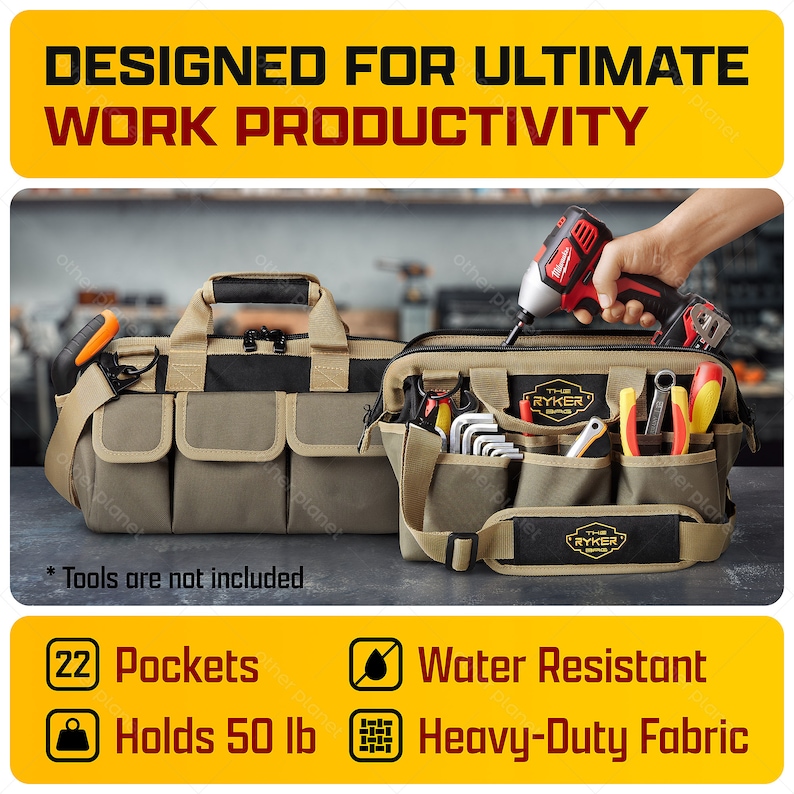 The Ryker Bag 14-inch Tool Bag Organizer Small Tool Bag. Heavy Duty ...
