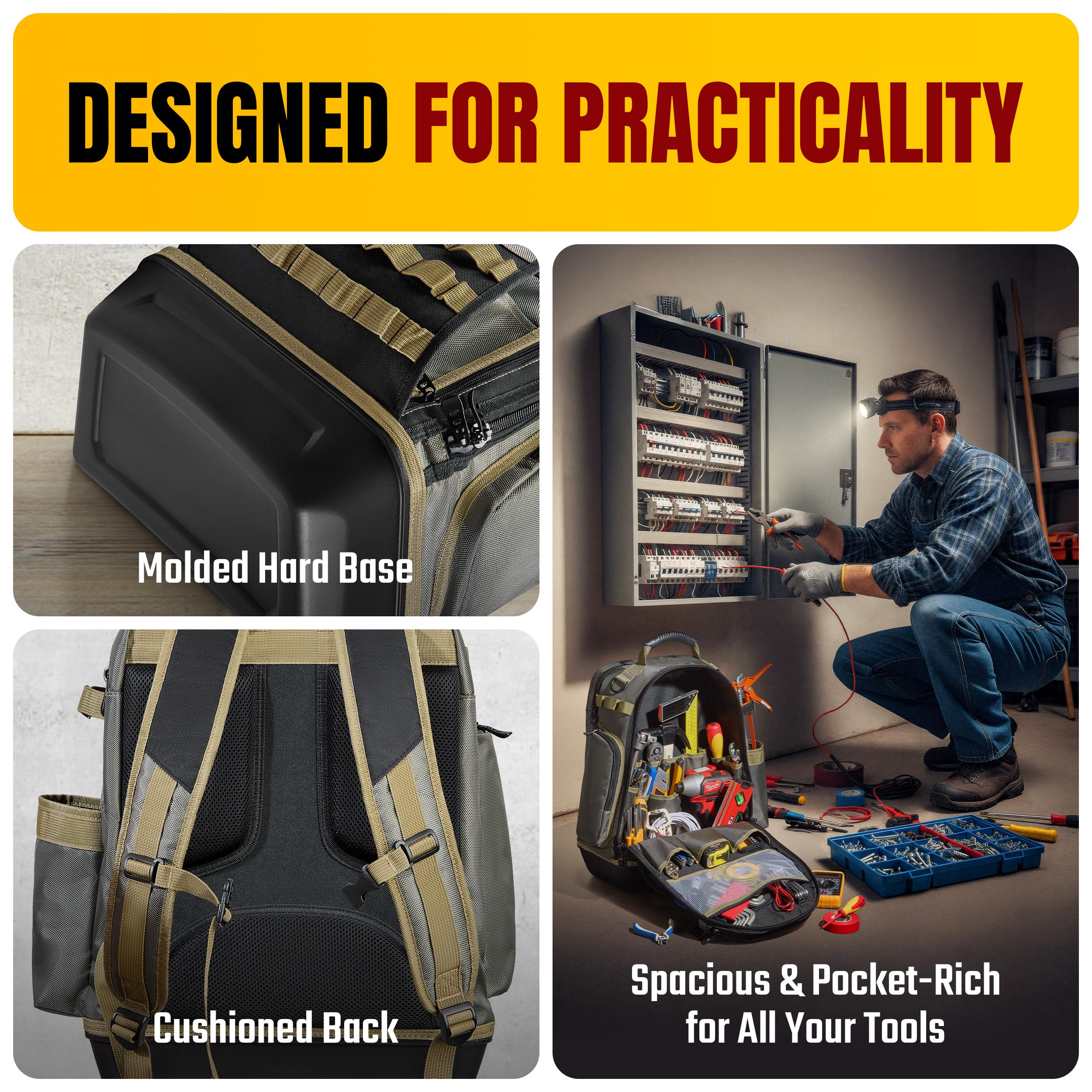Tool Backpack + Prostand – 48-pocket Heavy-duty Tool Bag & 26-pocket ...