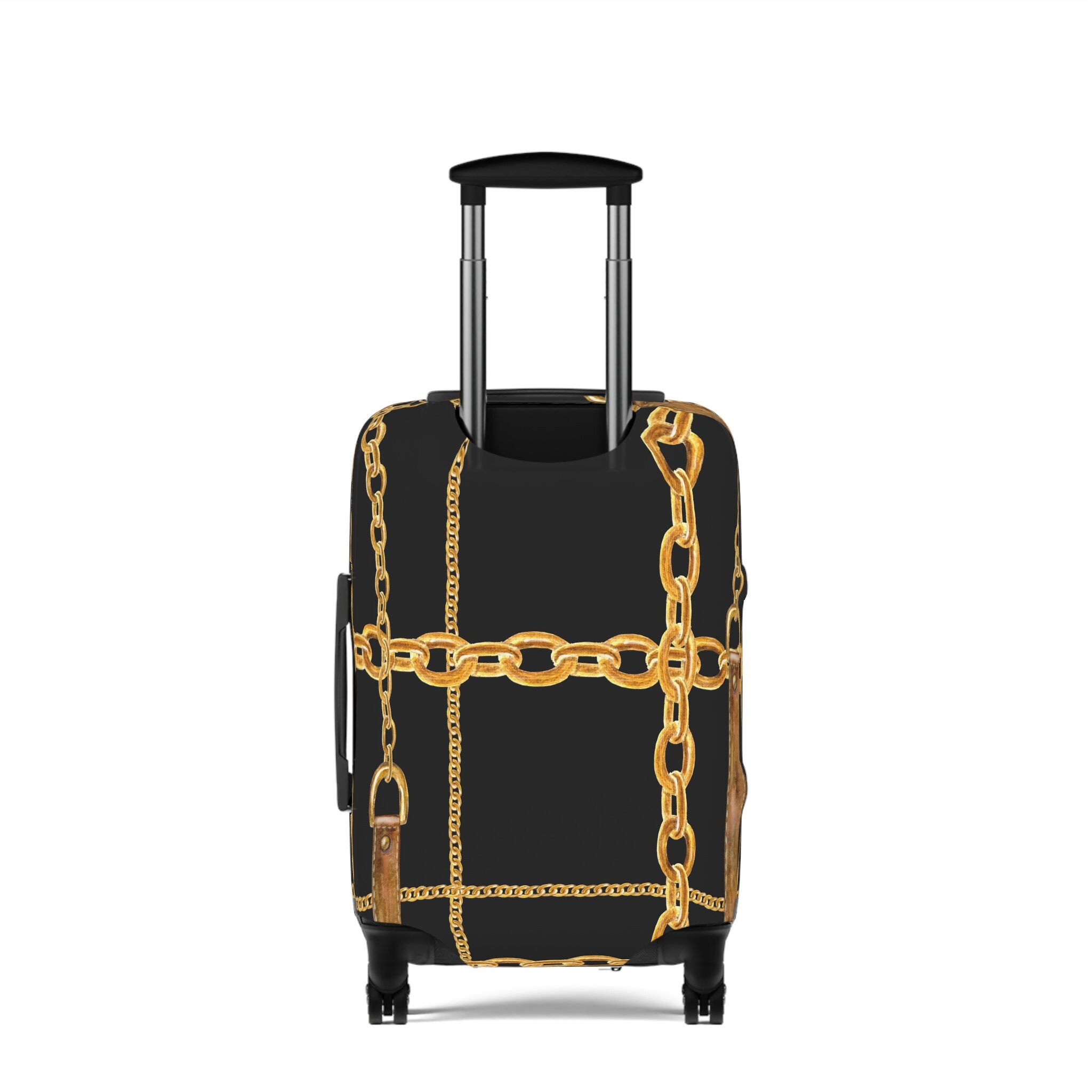 Black and Gold Chain Luggage Cover: Personalized Suitcase Protector - Etsy