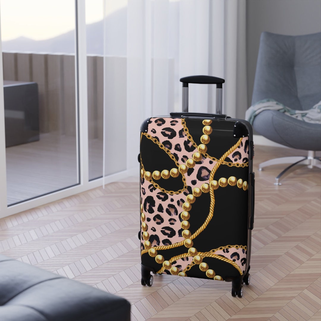 Personalized Pink Leopard Rolling Suitcase: Custom Carry-on Luggage - Etsy