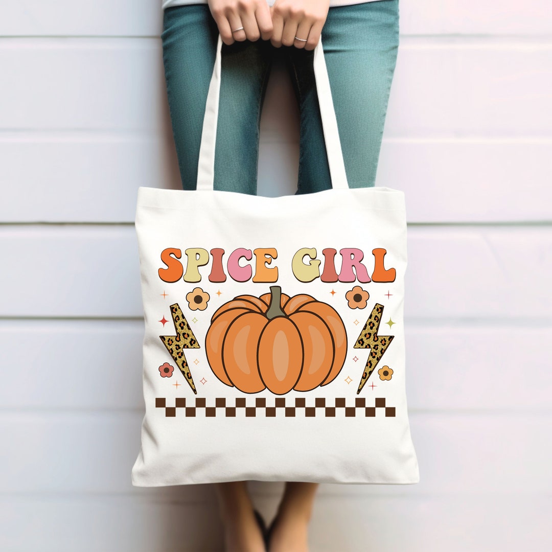 Unisex Pumpkin Spice Carry, Autumn Canvas Tote Bag, Large Fall ...