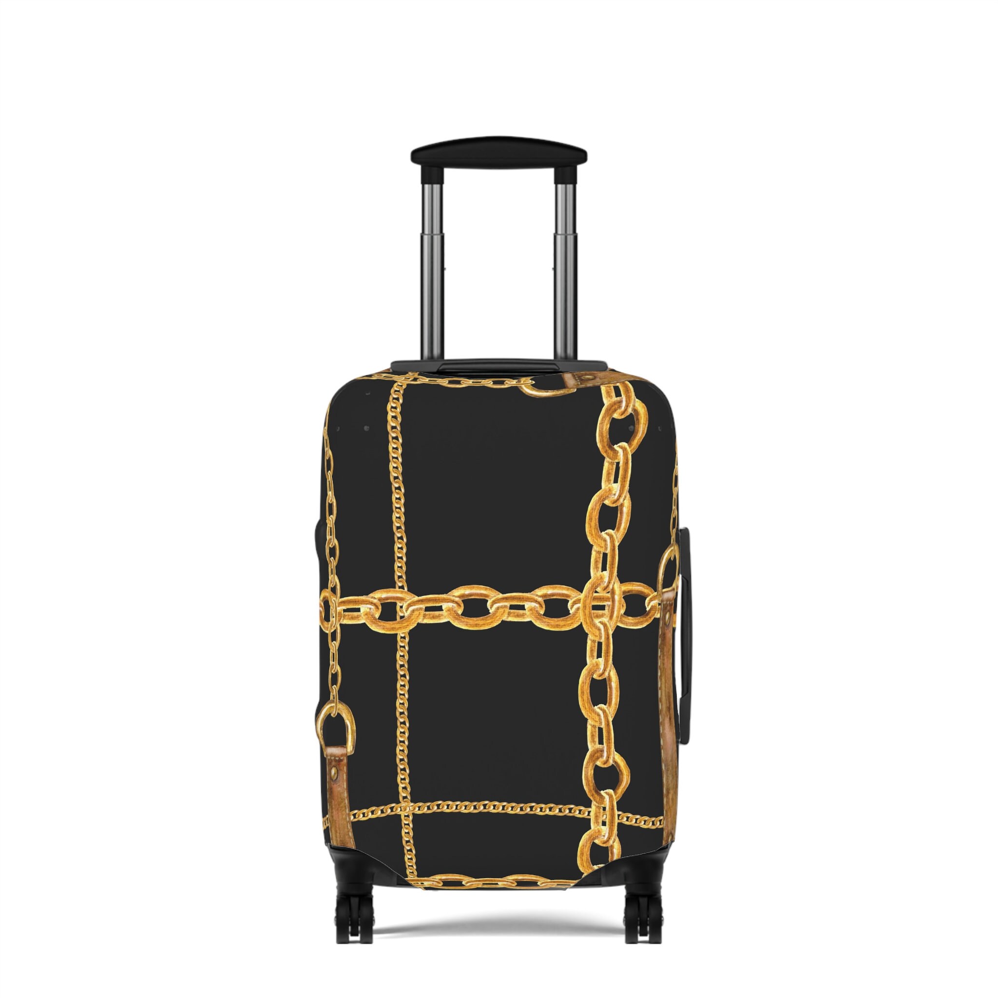 Black and Gold Chain Luggage Cover: Personalized Suitcase Protector - Etsy